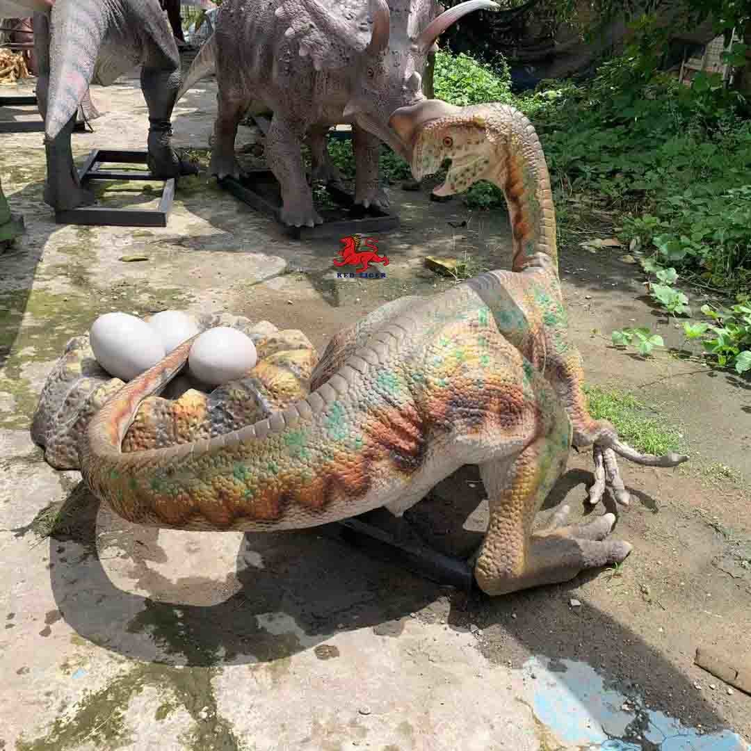 Theme Park Equipment Realistic Animatronic Dinosaur Model Oviraptor Statue