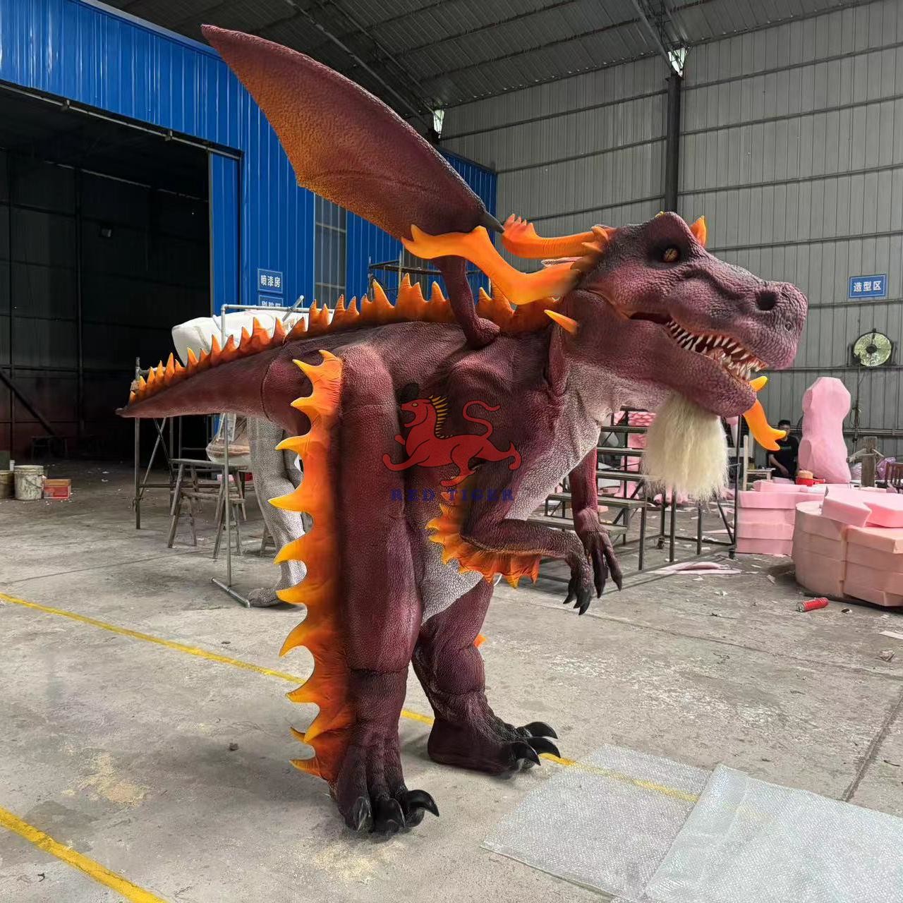 Theme Park Exhibitions Realistic Animatronic Dragon Costume 12 Months ...